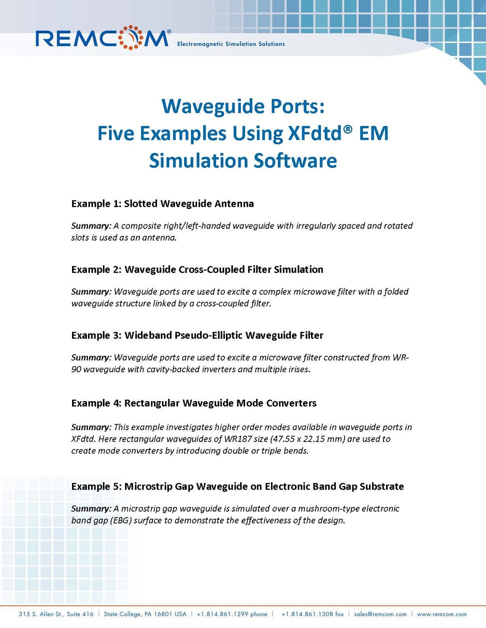 XFdtdを使用した導波管の例｜Remcom